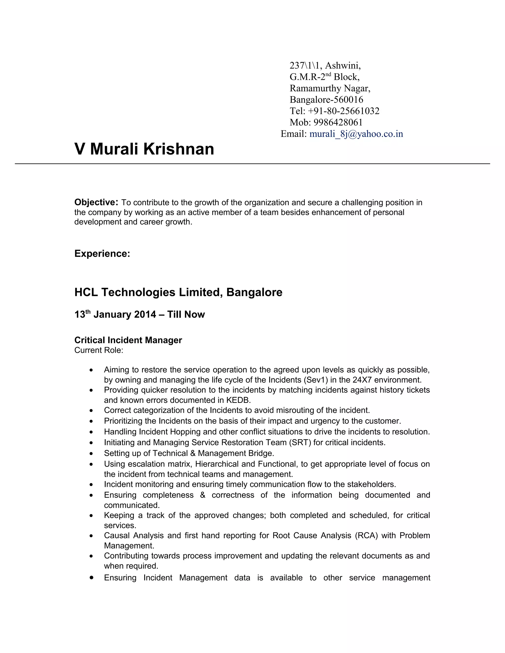 V.Murali Krishnan-Resume | DOC