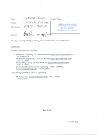 Industrial Training Evaluation Form | PDF