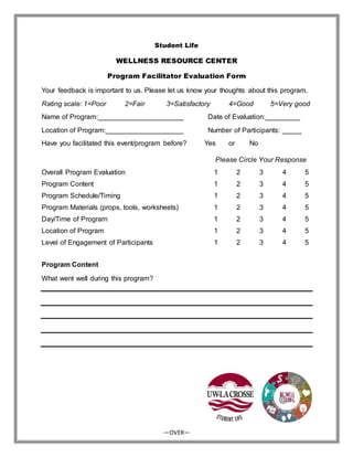 WRCProgramEvaluationForm | PDF