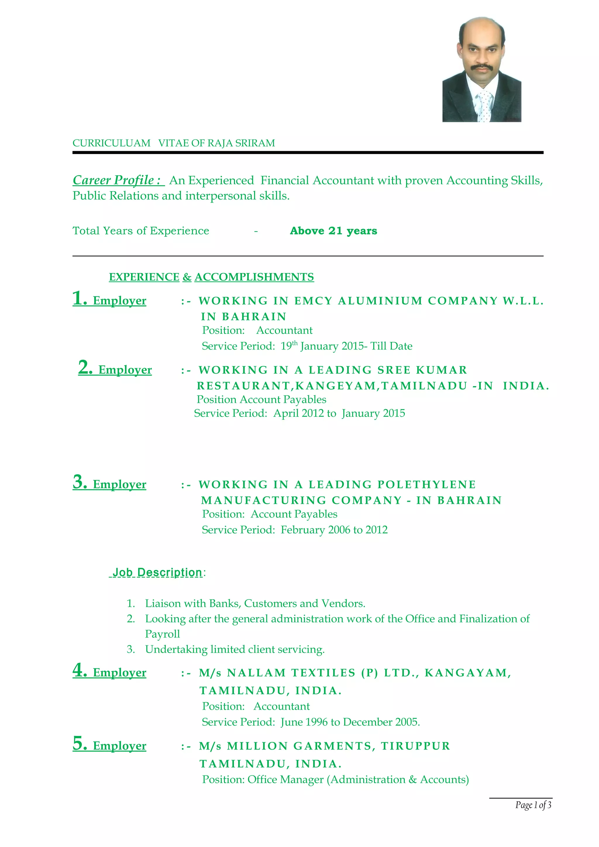 Raja Sriram CV | DOC