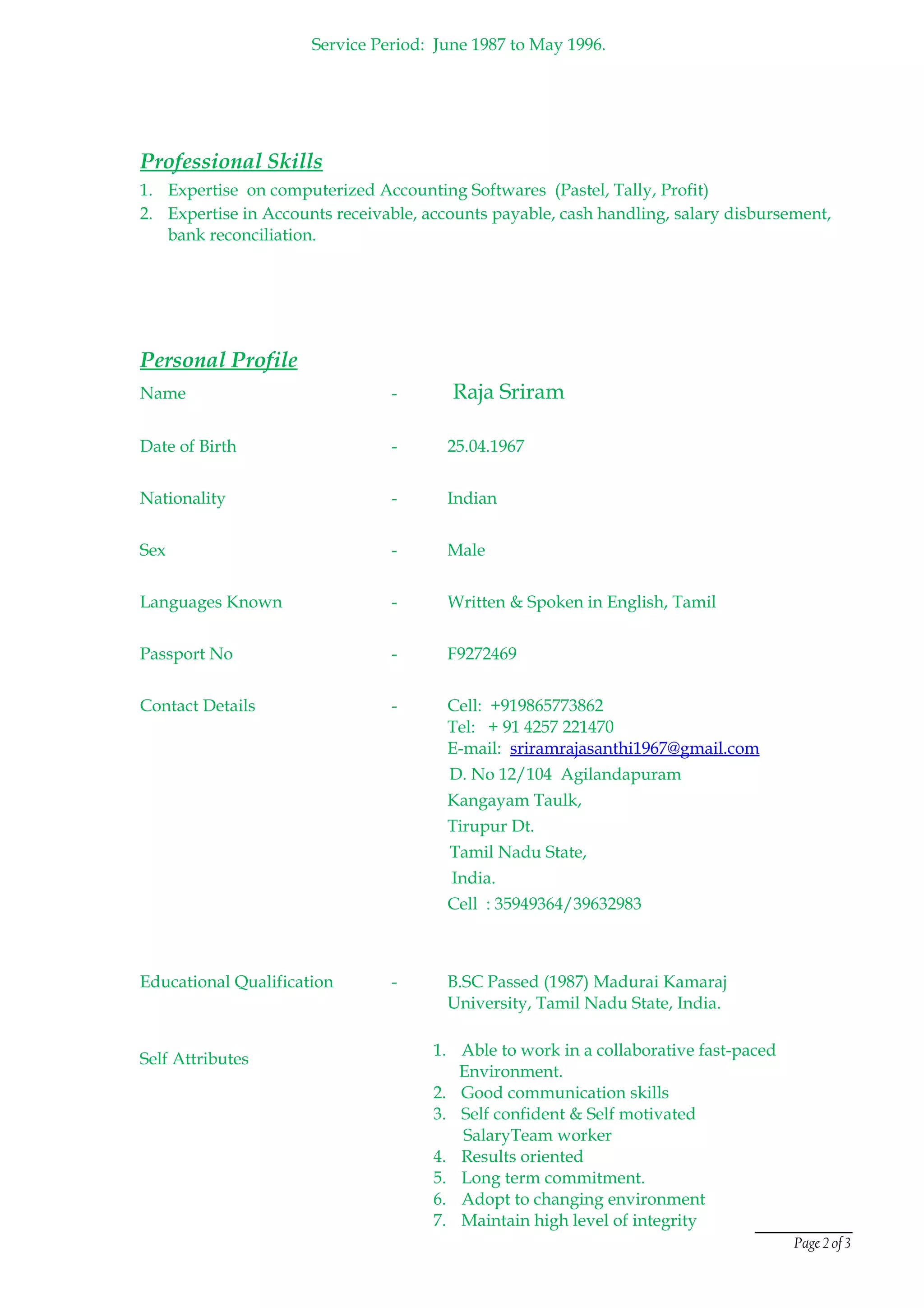 Raja Sriram CV | DOC