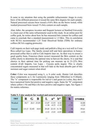 Sensory characterization and analysis of tea infusions from dry coffee ...