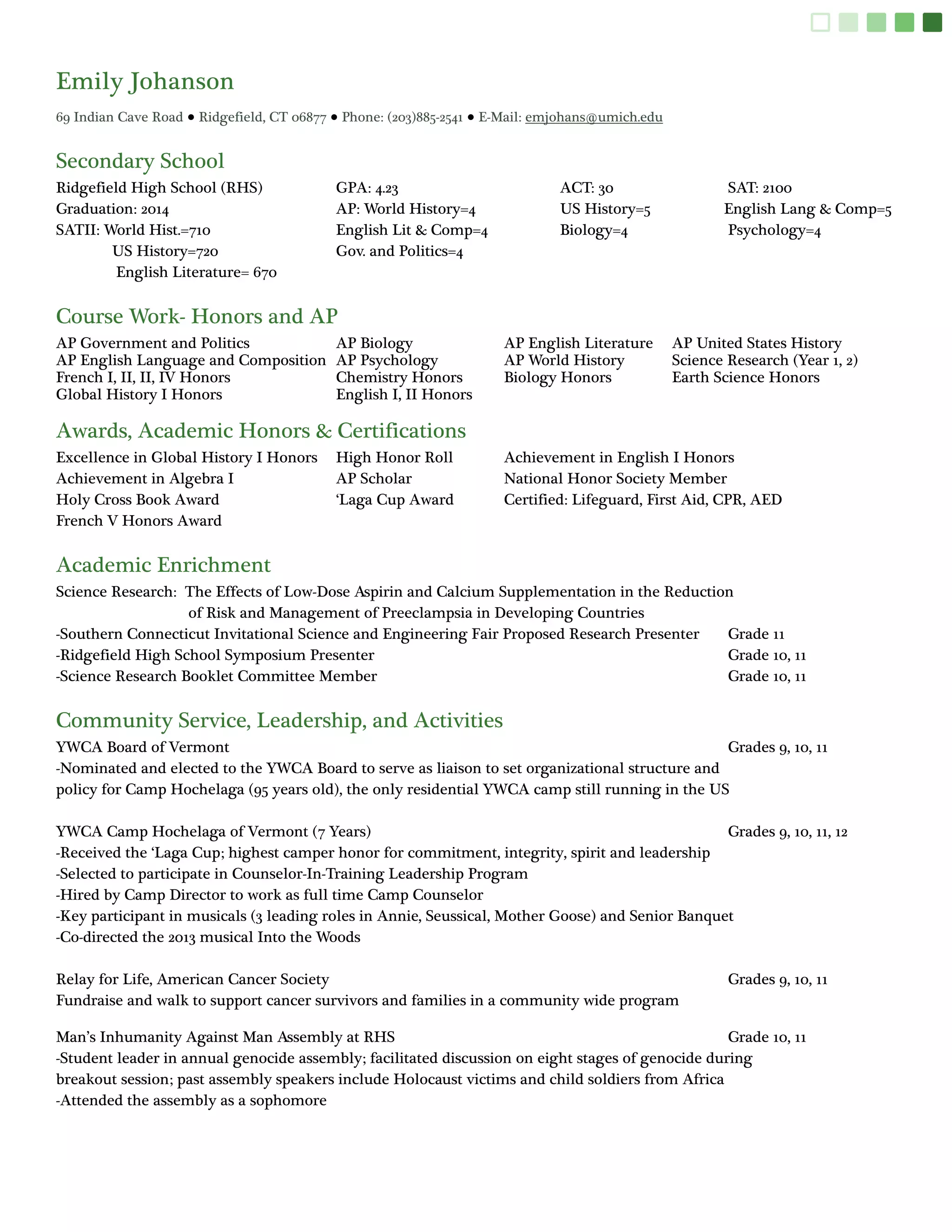 High School Resume_EJ_12-9-From Debbie copy | PDF