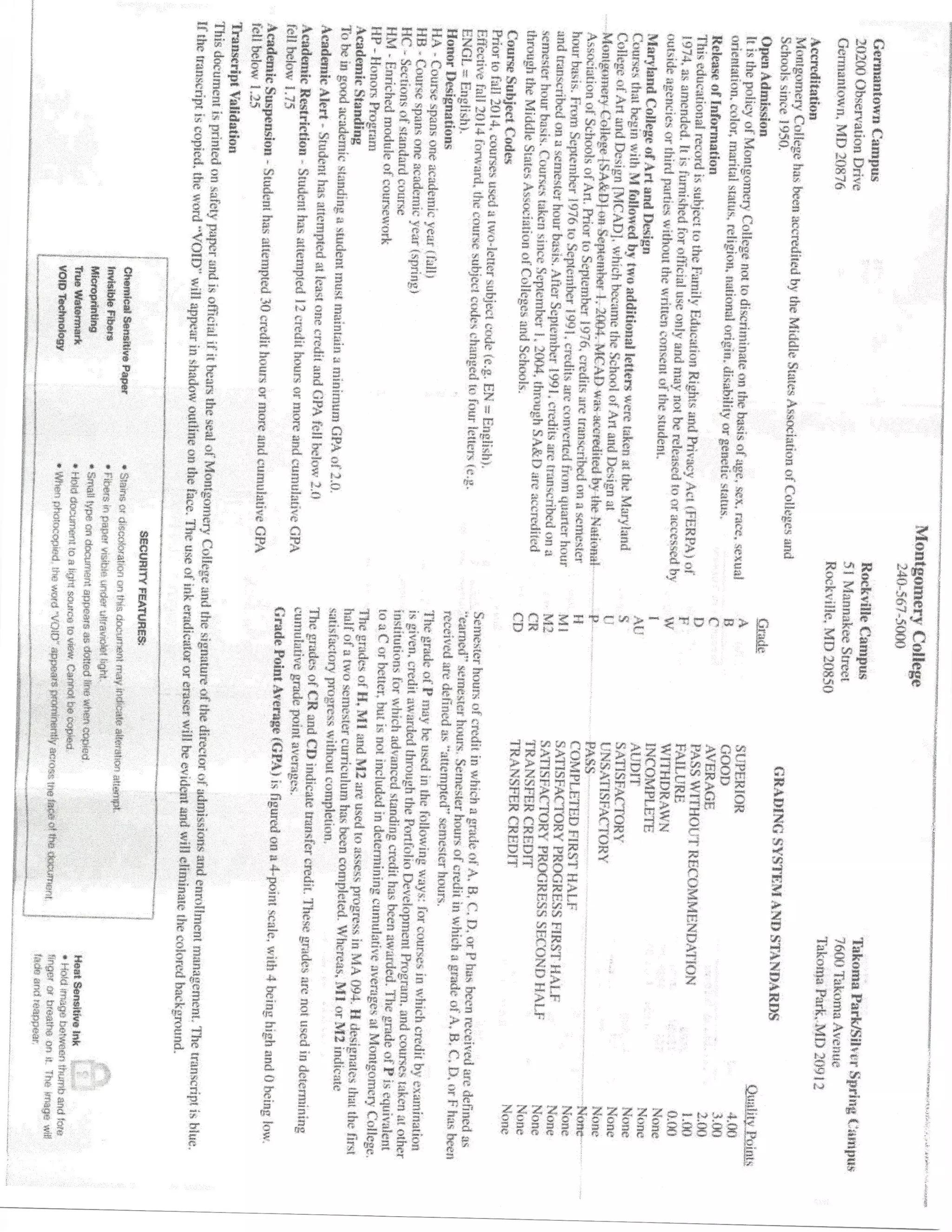 montgomery college transcript without id info1 | PDF