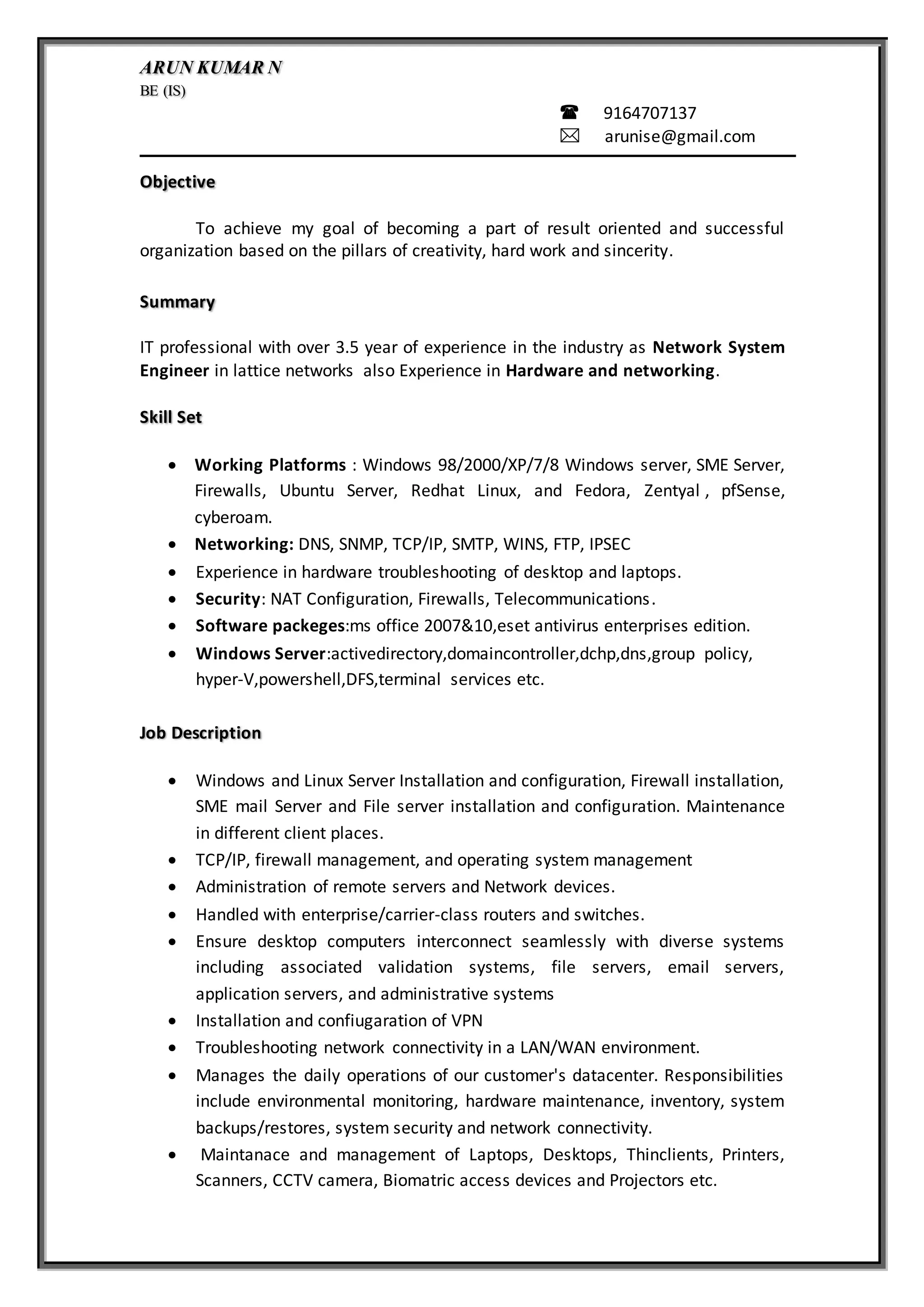 Arun Kumar | DOCX | Computer Networking | Computing