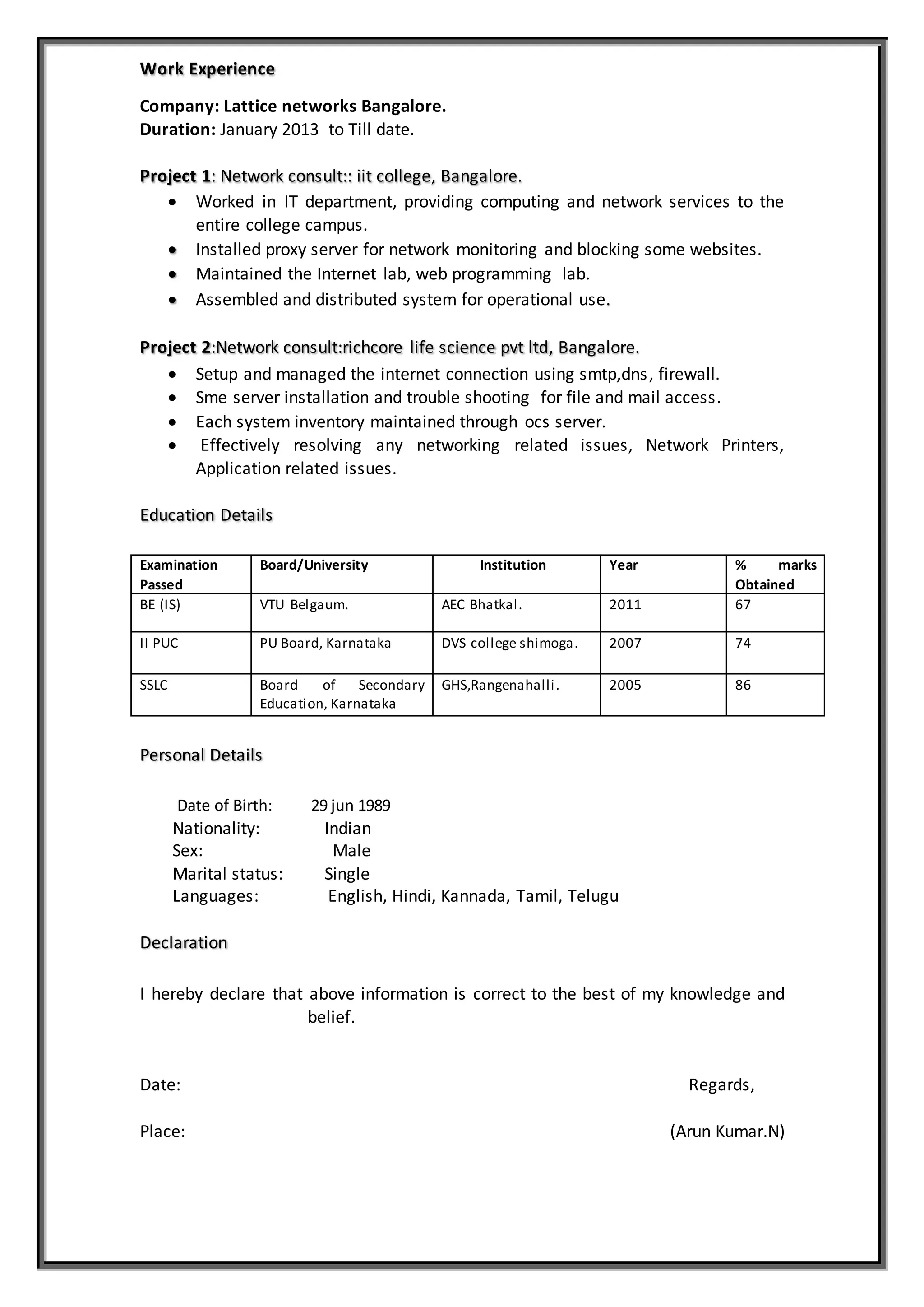 Arun Kumar | DOCX | Computer Networking | Computing