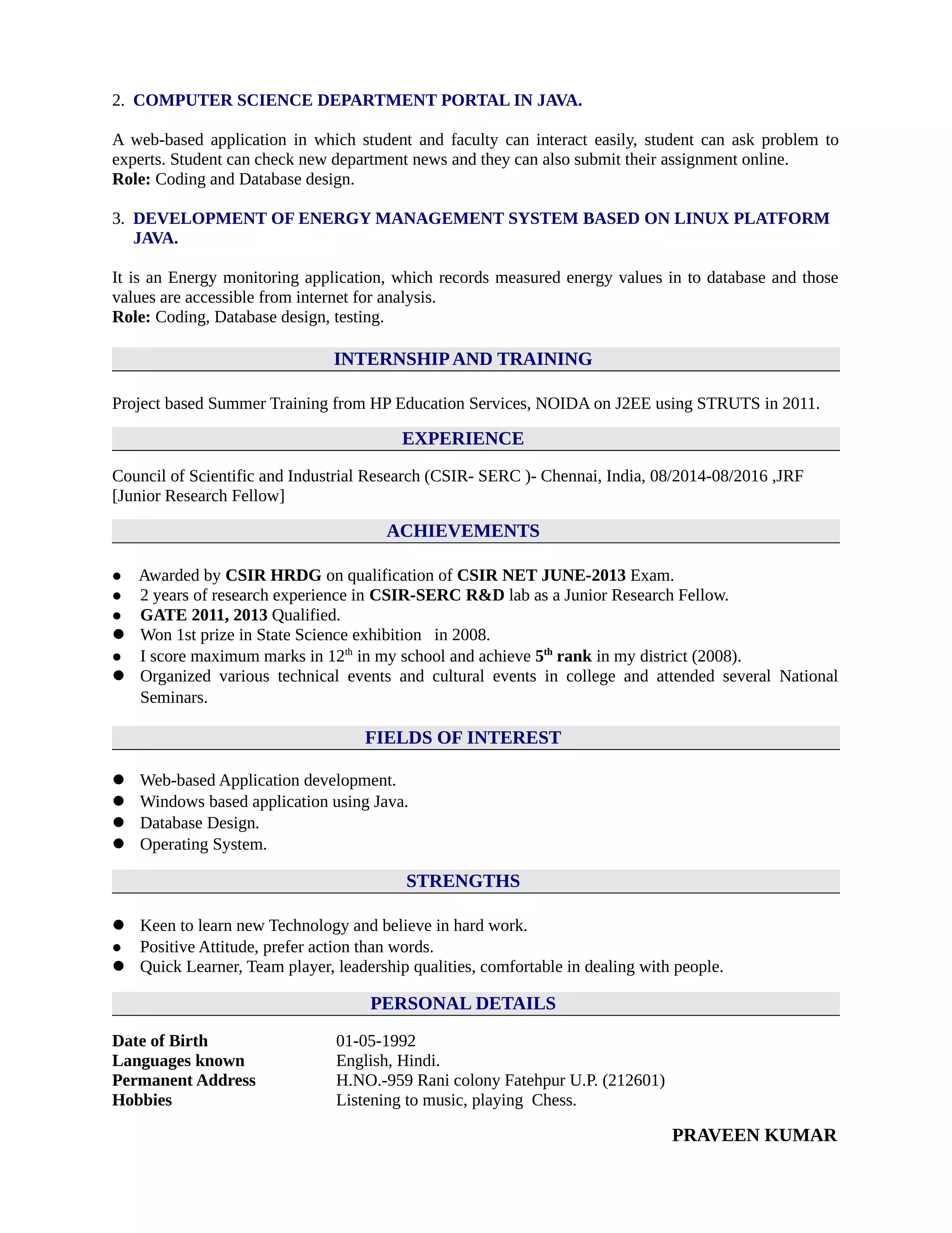 Praveen resume 2016 | PDF