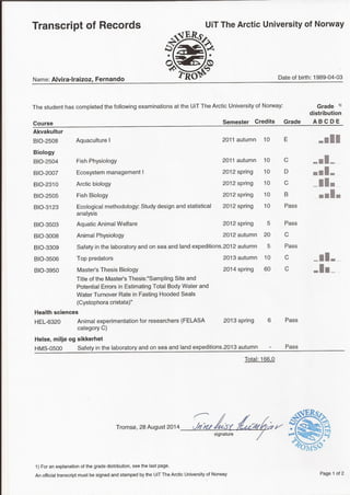 MSc Diploma and Transcript of Records_UiT | PDF