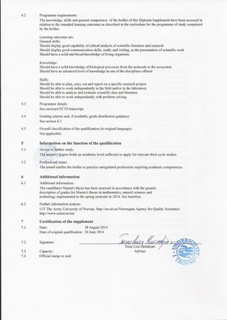 MSc Diploma and Transcript of Records_UiT | PDF