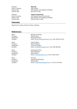 CURRICULUM VITAE FOR HUGH JERANYAMA | DOC