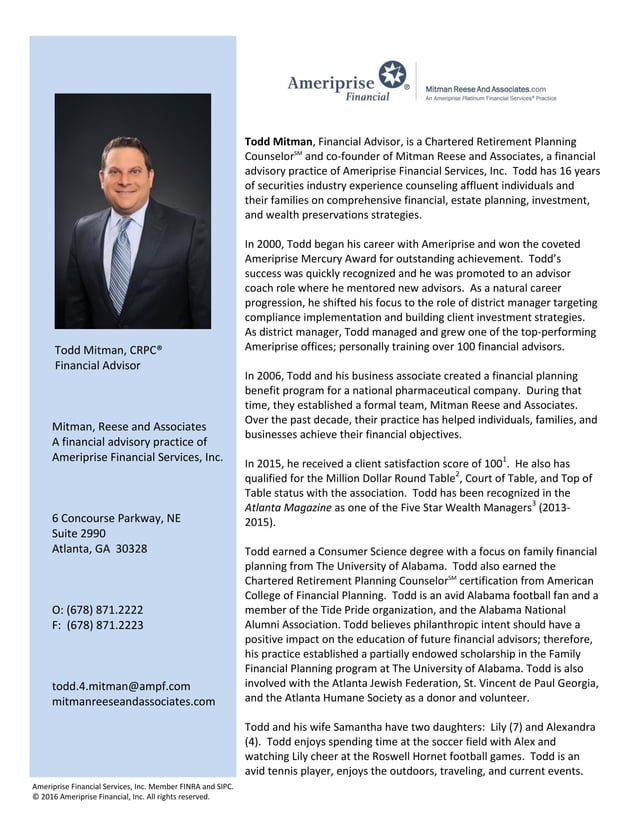 Todd Mitman Biography | PDF