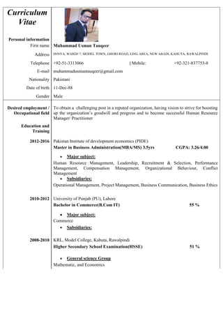 M Usman(CV) | PDF