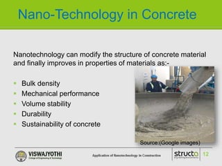 Application of nano-technology in construction | PPTX