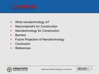 Application of nano-technology in construction | PPTX