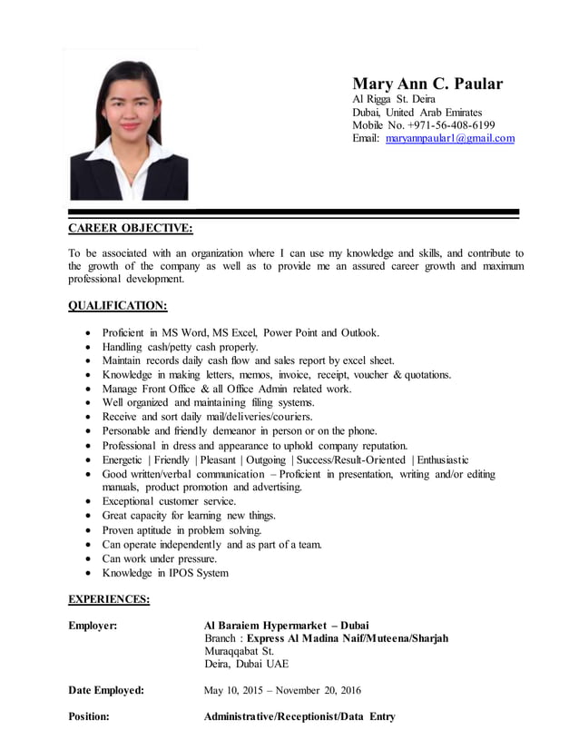 Mary Ann Cv | DOCX | Business Accounting & Finance | Business