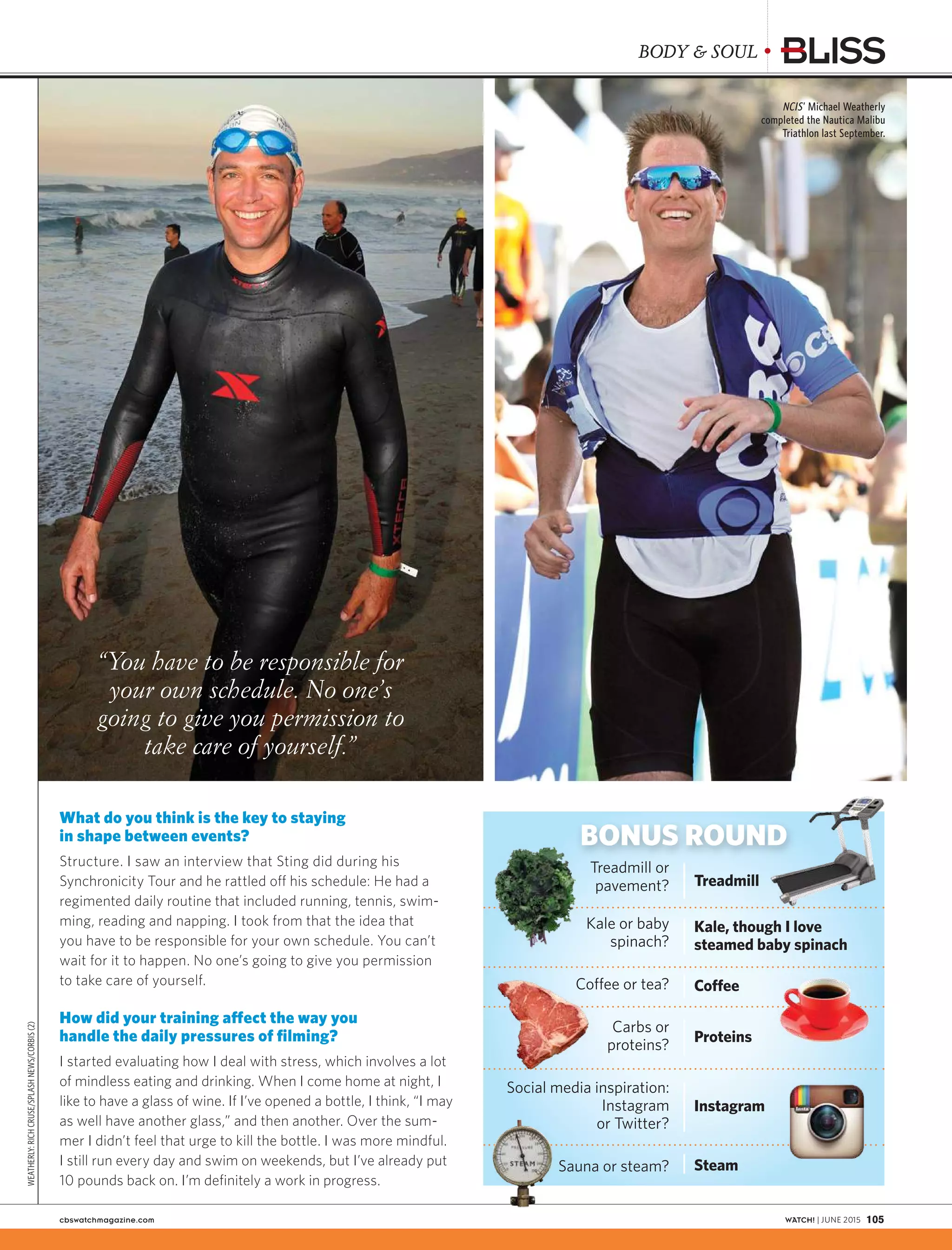 CBS WATCH - Michael Weatherly Triathalon - May 2015 | PDF