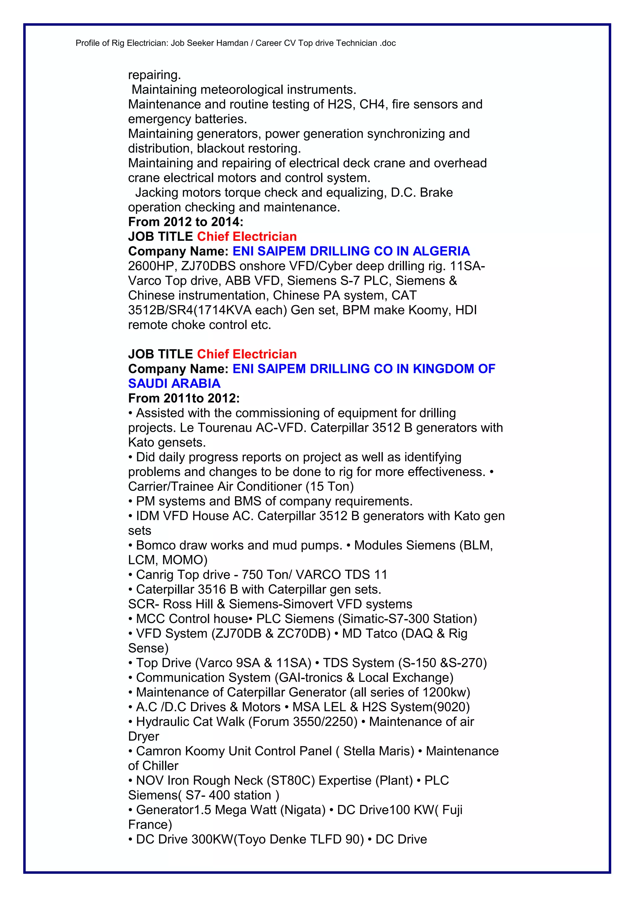 CV electrician | DOC