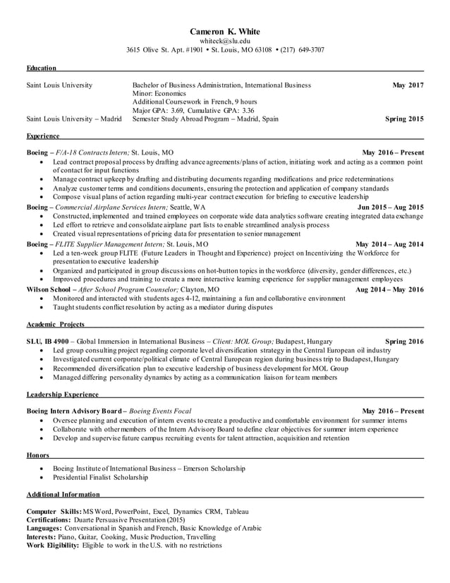 Cameron White LinkedIn Resume | PDF