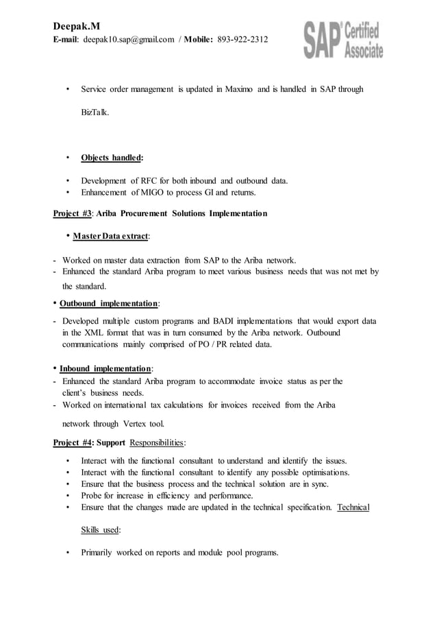 Deepak- Certified SAP ABAP consultant | PDF