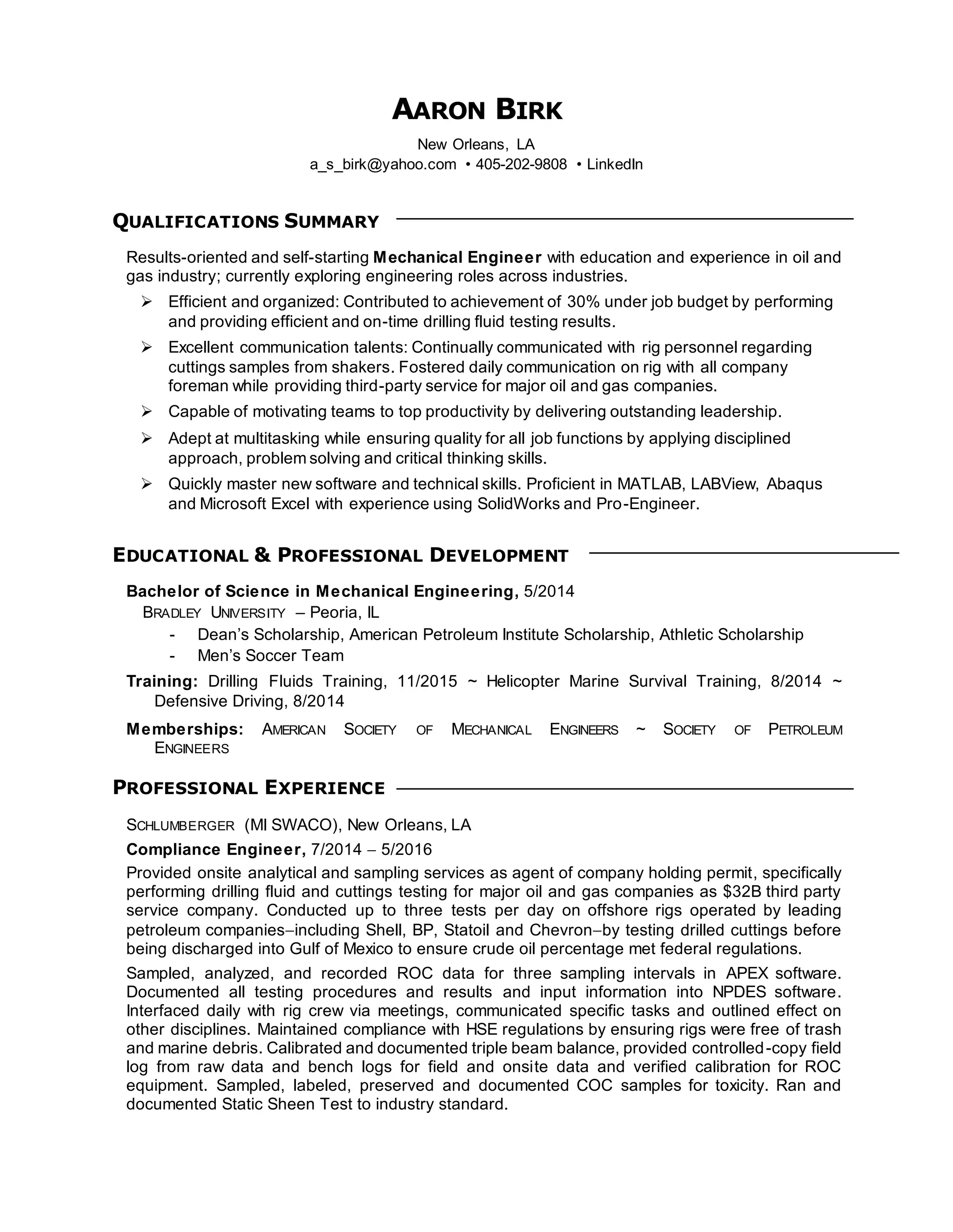 Aaron Birk Resume | DOCX