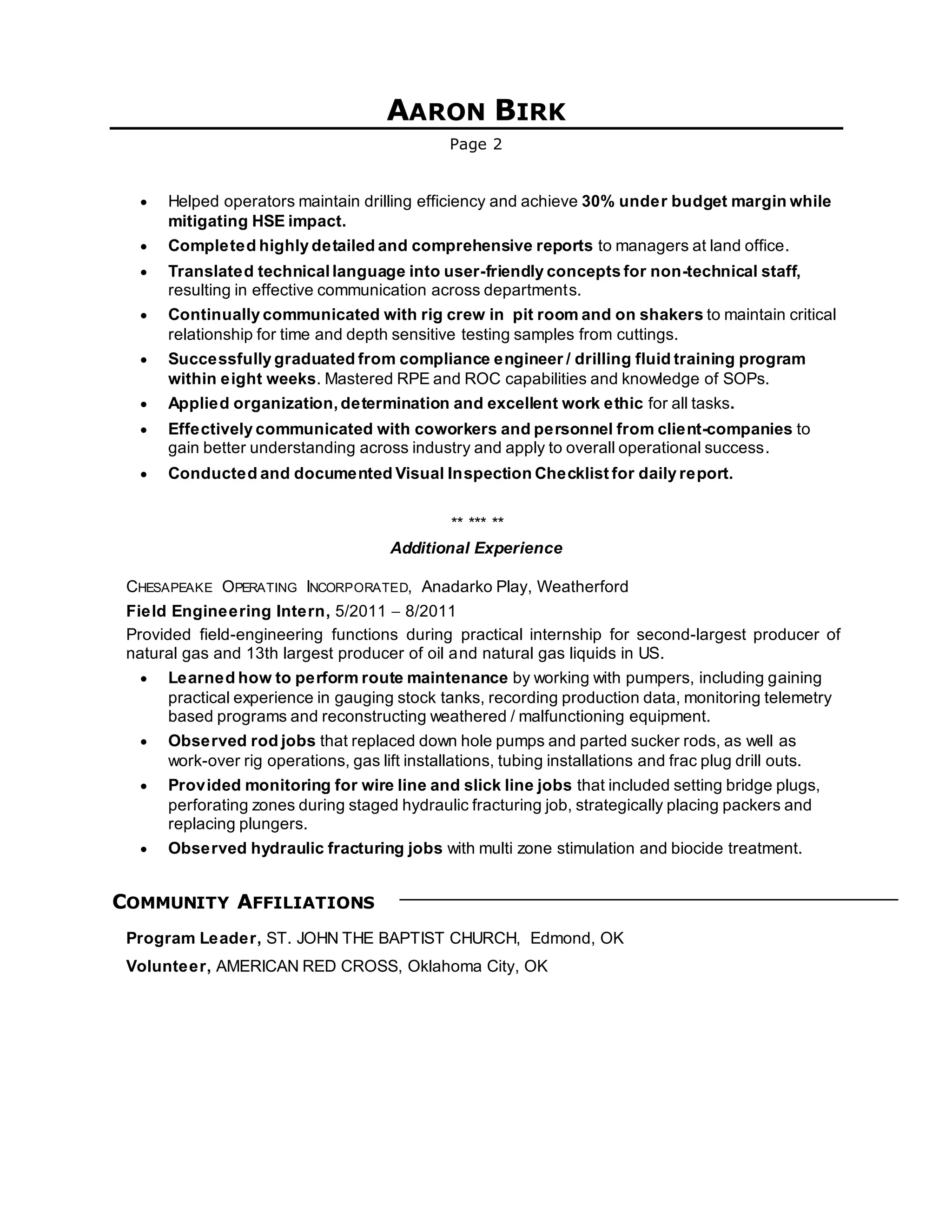 Aaron Birk Resume | DOCX