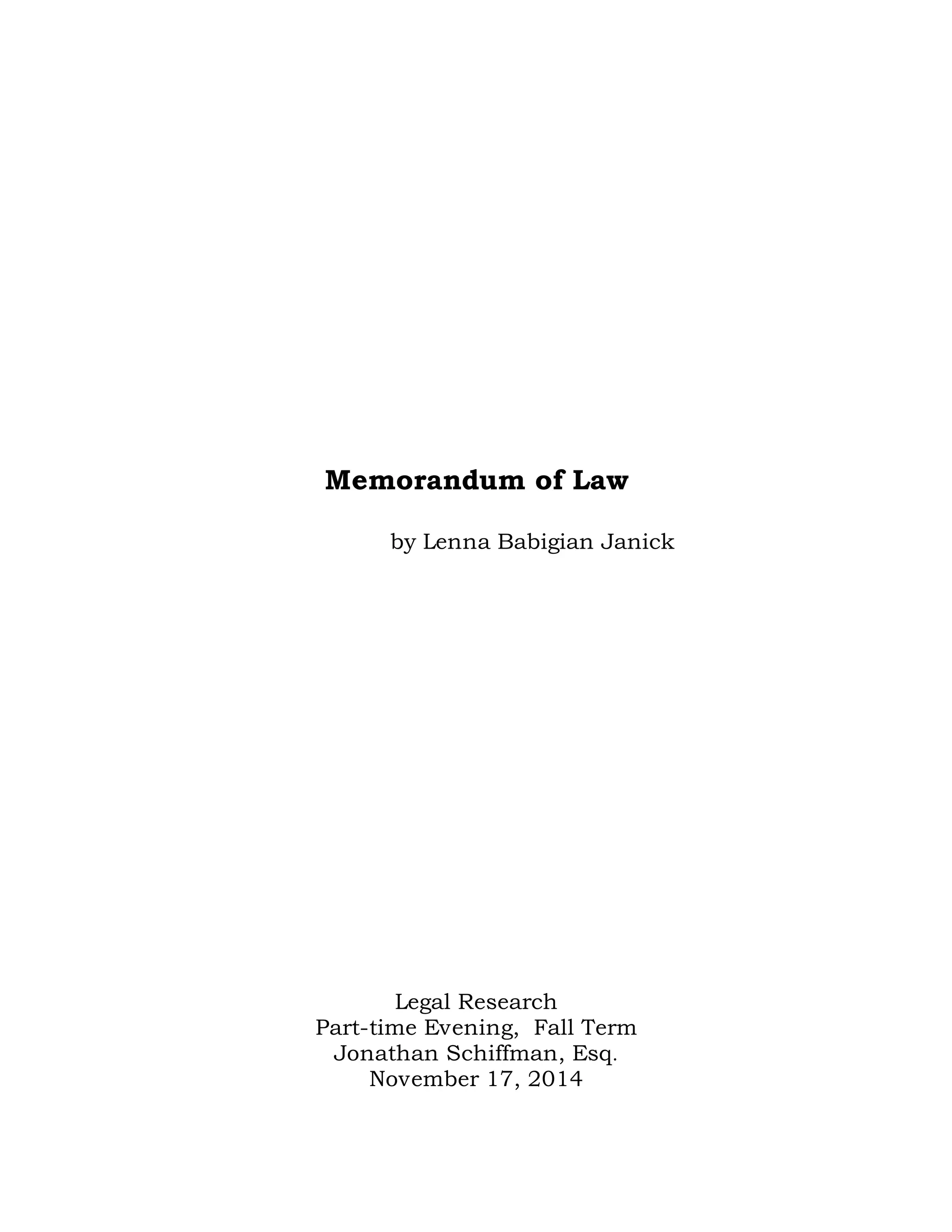 Memorandum of Law | DOCX