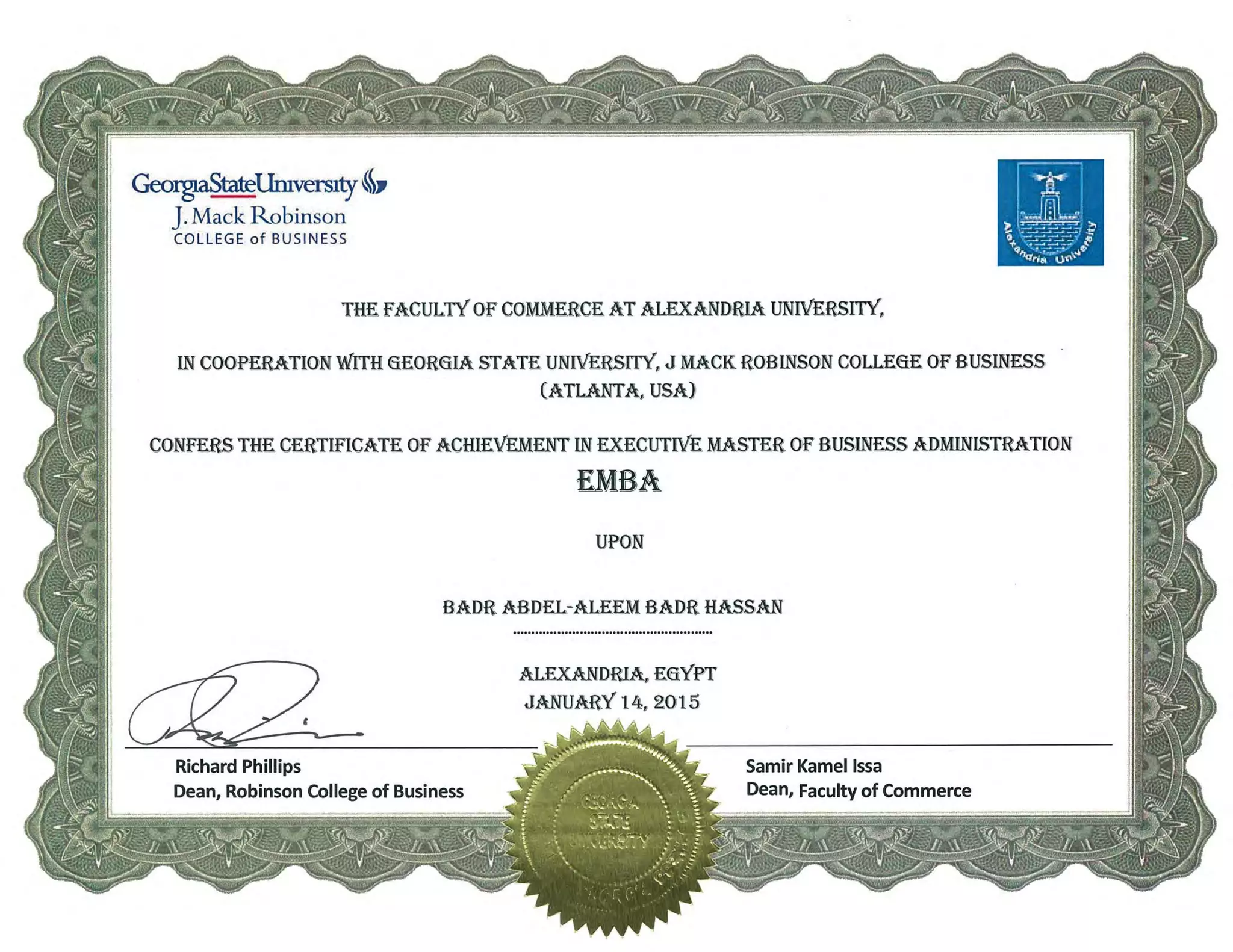 Georgia EMBA Certificate | PDF