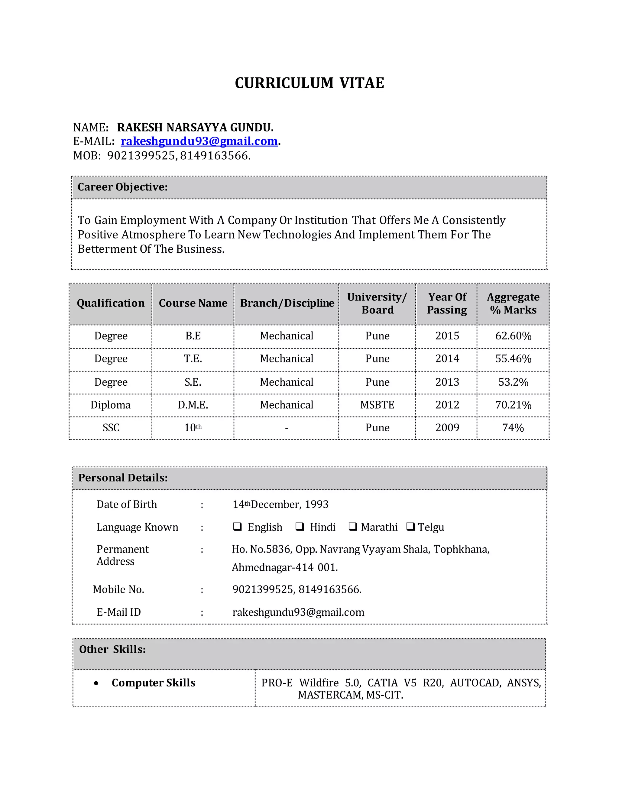Rakesh-Curriculum-Vitae2 | PDF