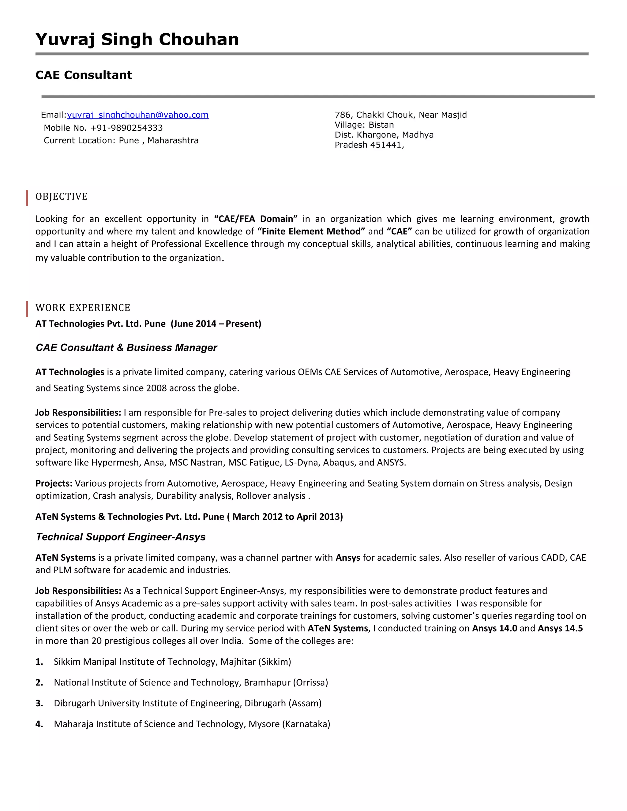 Yuvraj Singh Resume | PDF