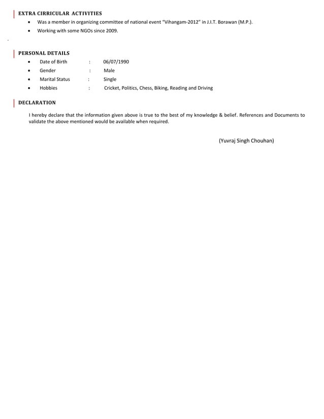 Yuvraj Singh Resume | PDF