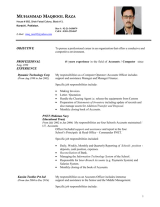 C.V- M. Maqbool Raza | PDF