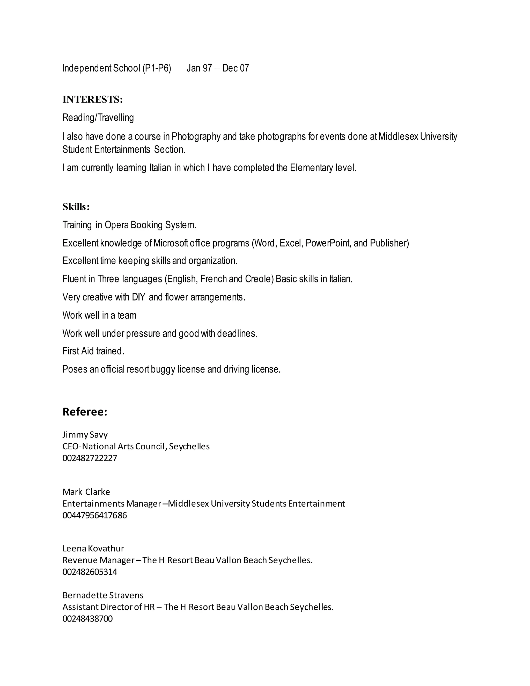 Janice Petrousse CV | DOCX