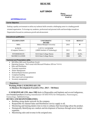 Ajit Singh Exp | DOC