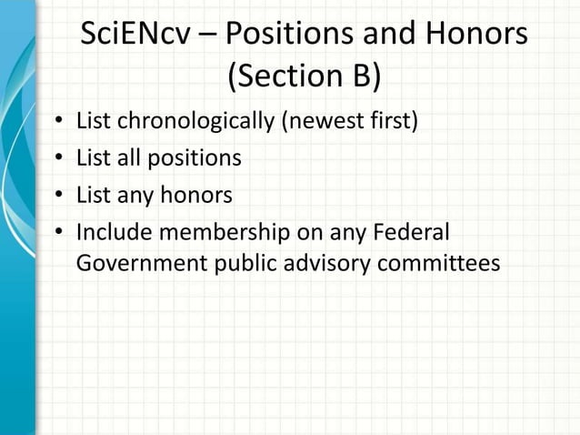 The Biosketch format, SciENcv and the paper | PPT