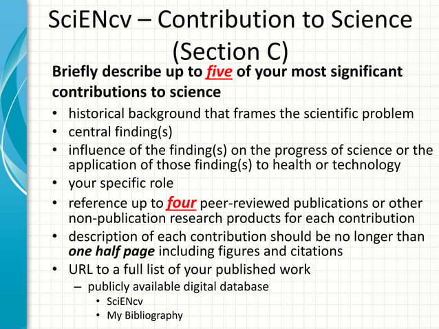 The Biosketch format, SciENcv and the paper | PPT