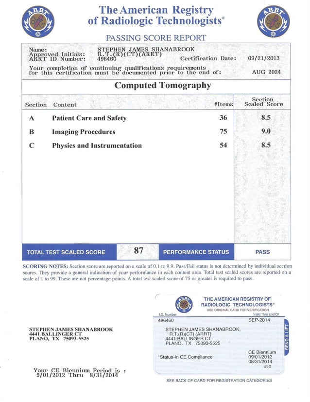 CT test scores | PDF