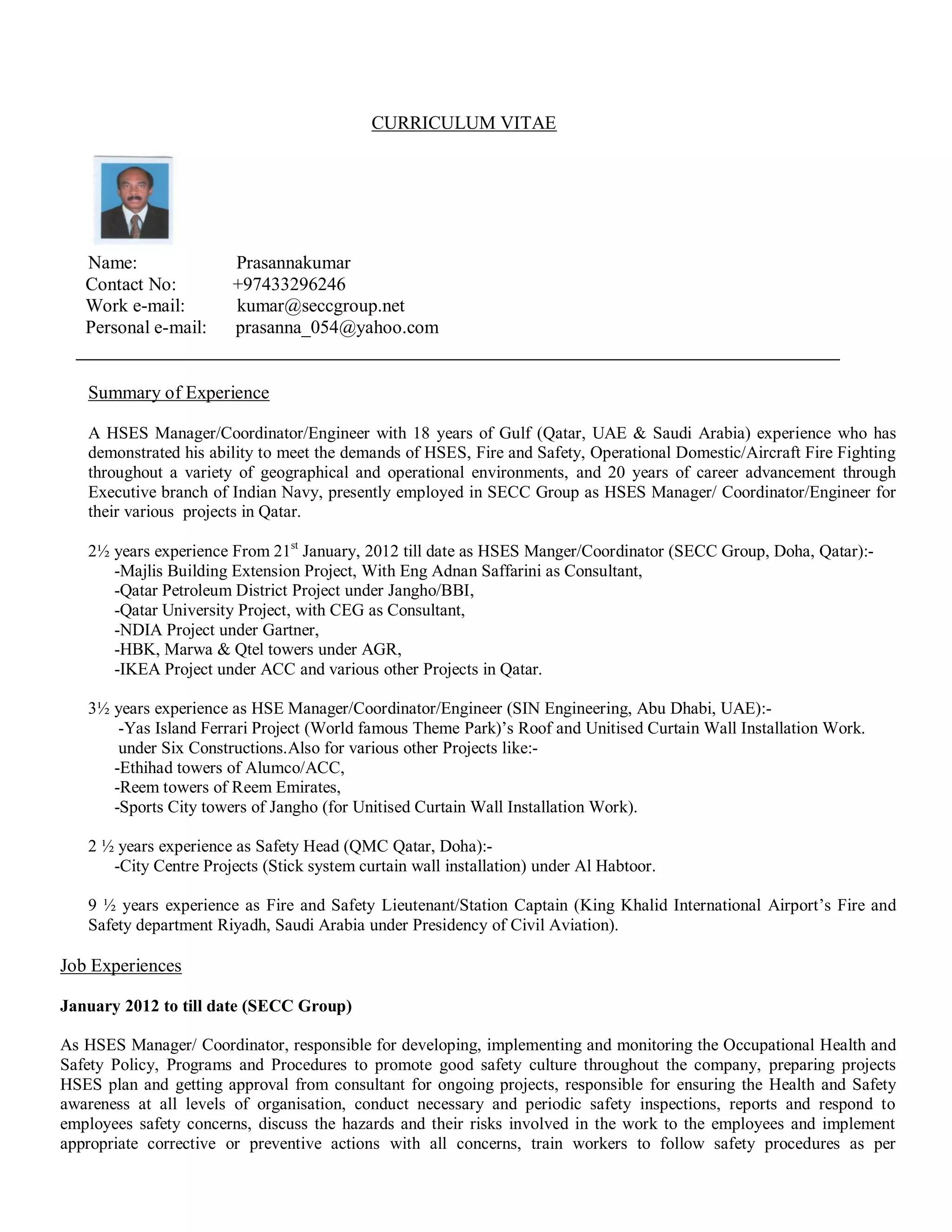 Prasanna Kumar Updated CV | PDF