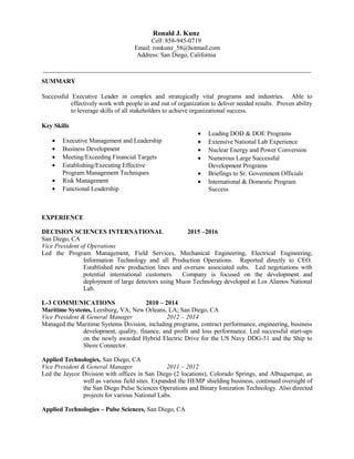 Ronald J Kunz Resume C | PDF