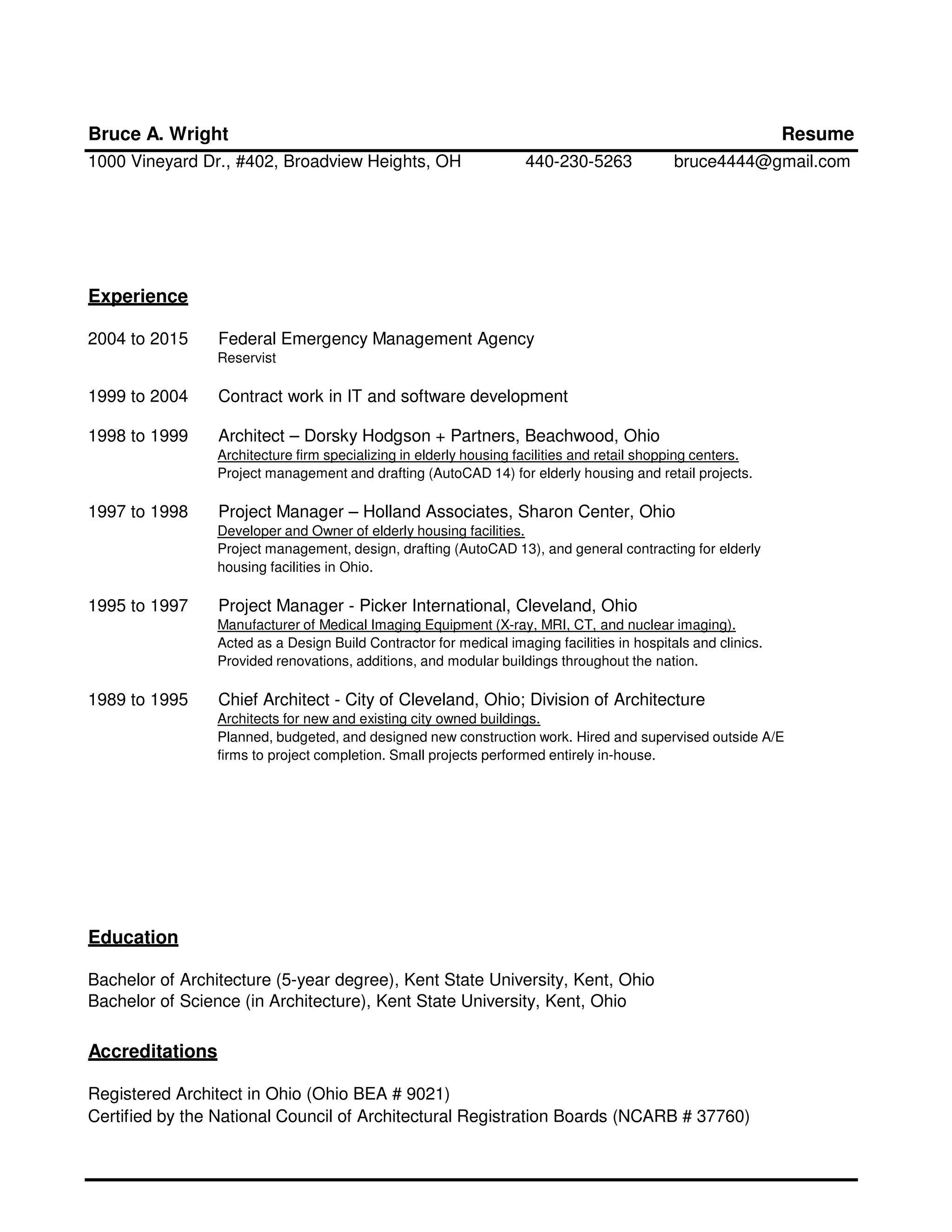 Introduction and Resume - Bruce Wright | PDF | Medical Tests | Medical ...