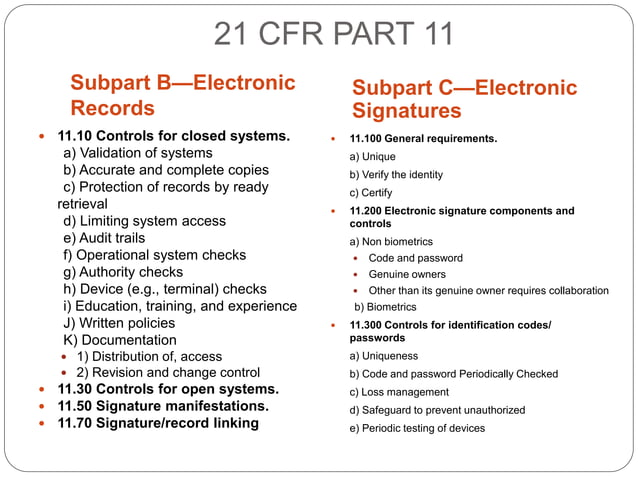 21 CFR PART 11 | PPTX | Technology & Computing