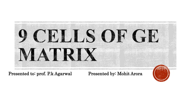 9 cells of ge matrix | PPTX | Financial Industry | Industries