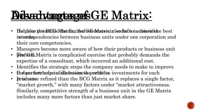 9 cells of ge matrix | PPTX | Financial Industry | Industries