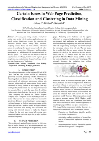 Certain Issues in Web Page Prediction, Classification and Clustering in Data Mining | PDF