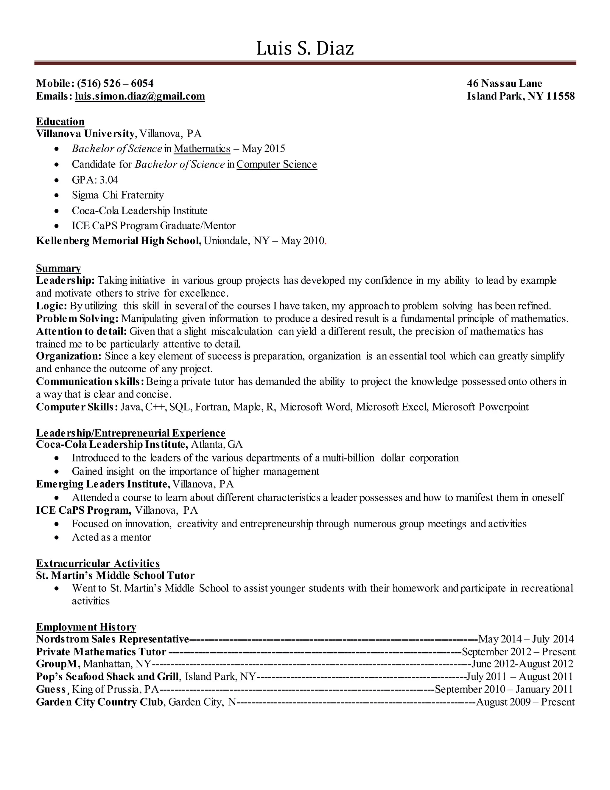 Luis S. Diaz - Resume | DOCX