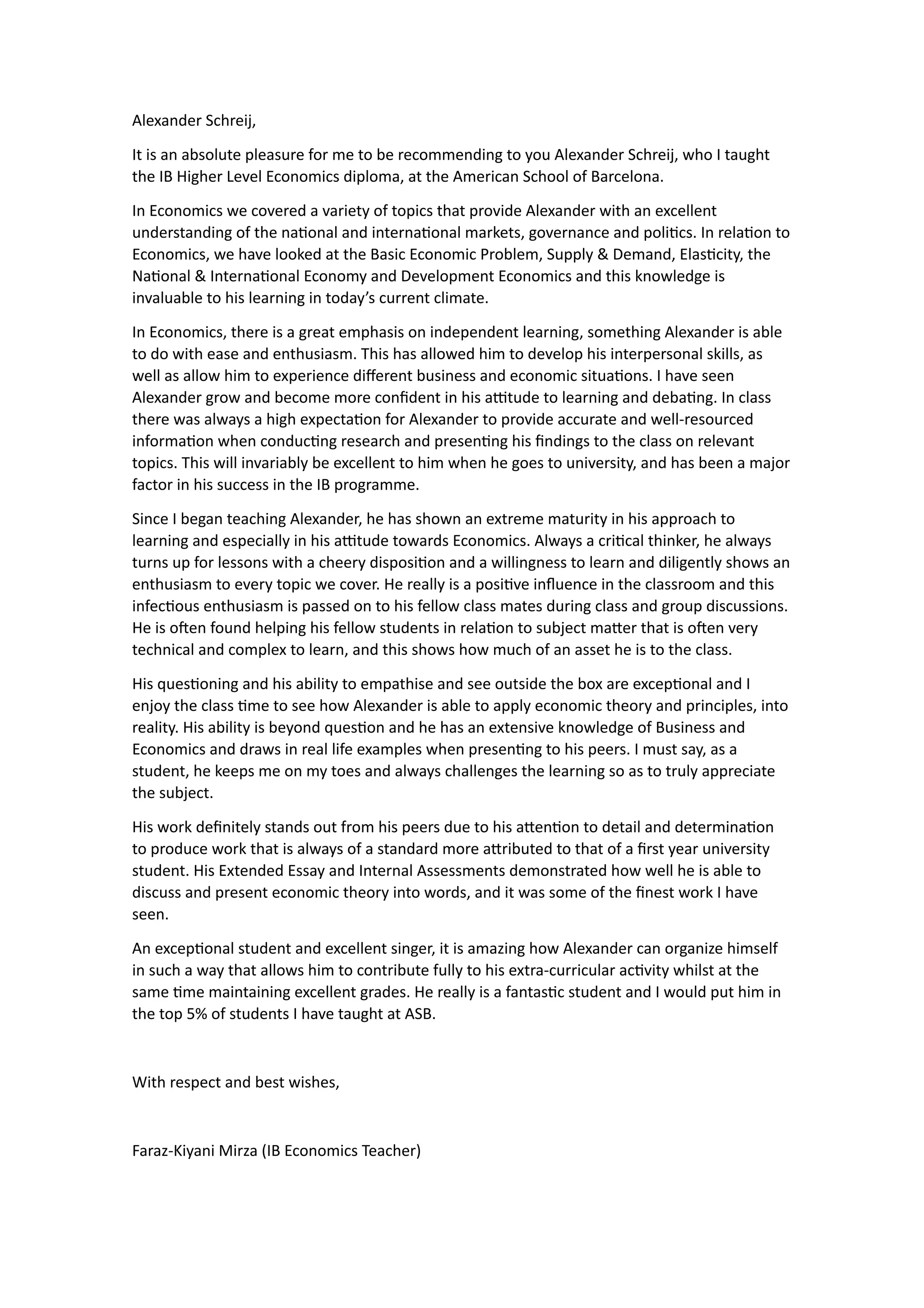 Reference Letter Economics | PDF