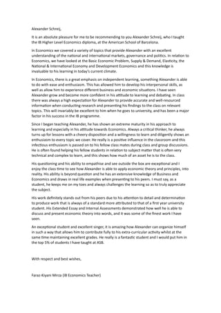 Reference Letter Economics | PDF