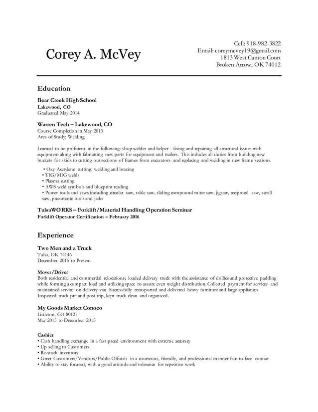 Corey's Resume | DOCX