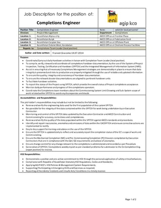 Job Desciption Completions Engineer | PDF