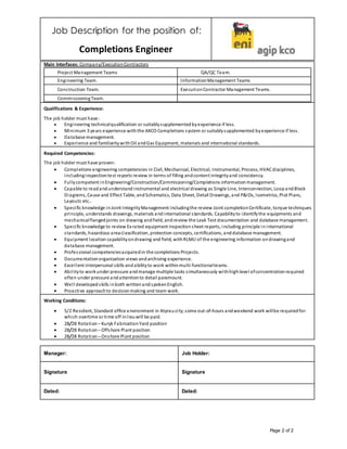 Job Desciption Completions Engineer | PDF
