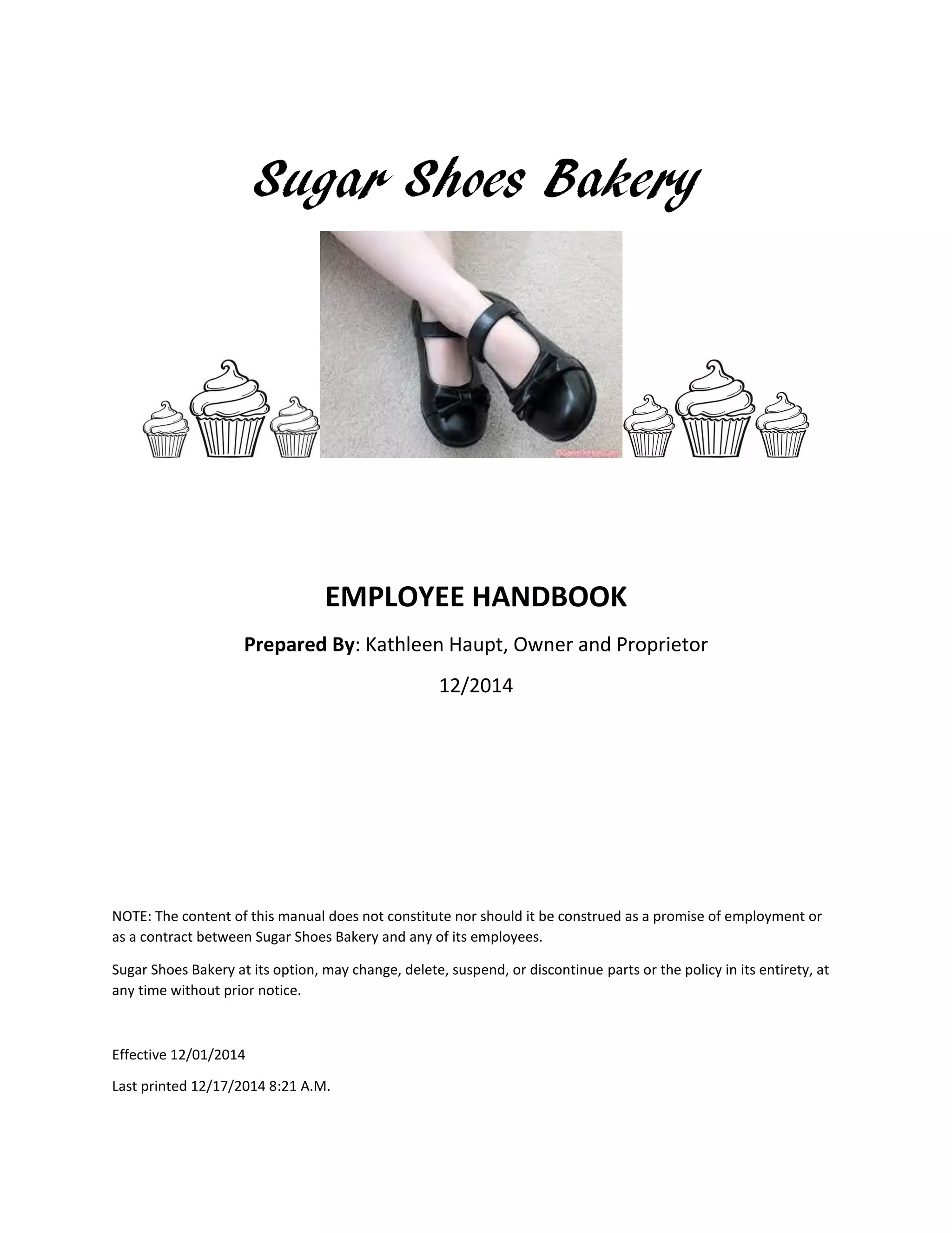 Sugar Shoes Bakery Manual 12.2014